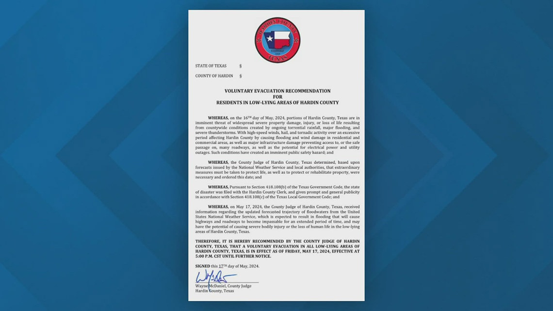 Hardin County Judge Wayne McDaniel issues a voluntary evacuation for ...