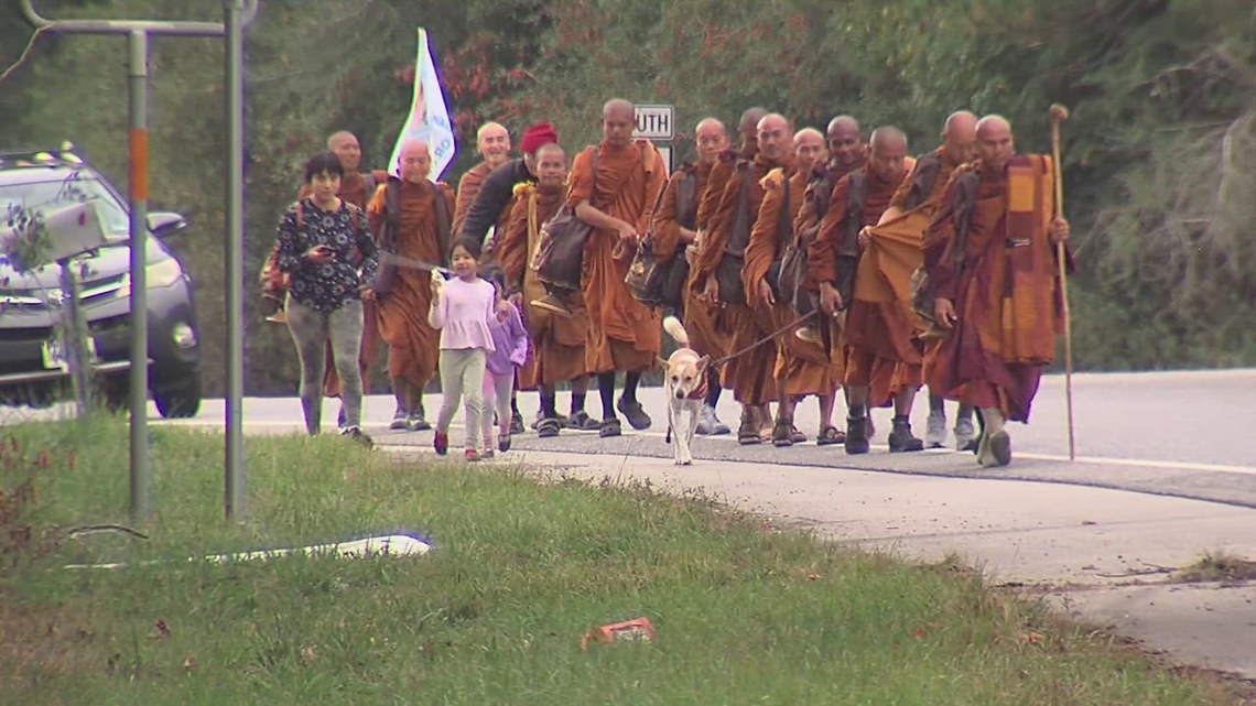 Buddhist monks on 'Walk for Peace' arrive in Kountze on day 30 of their ...