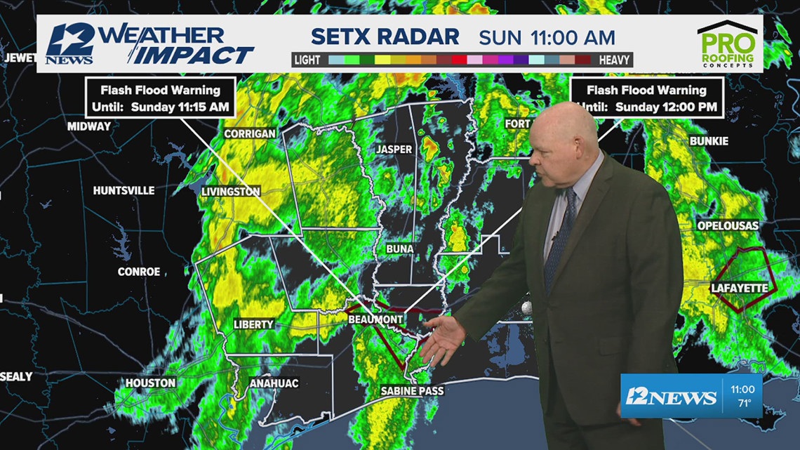Weather Service downgrades to flood warning through 4 p.m. as heavy ...