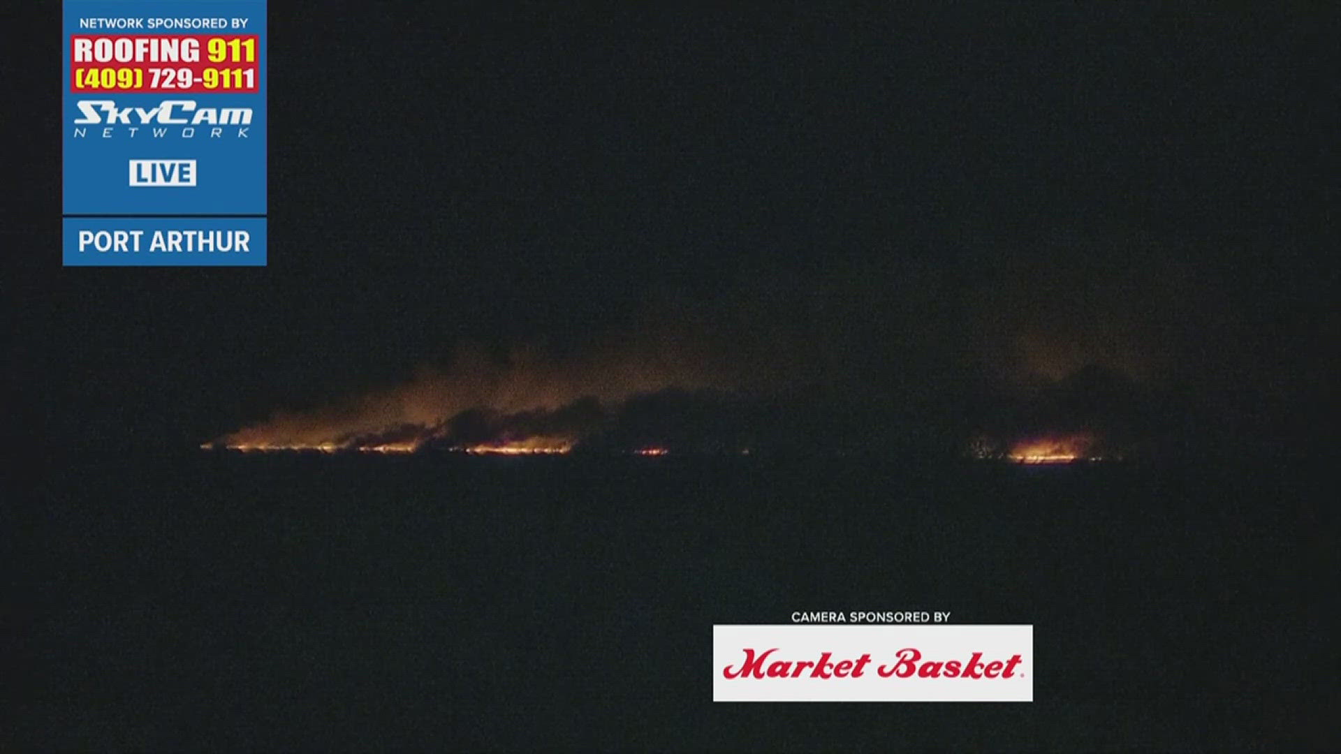 Marsh fire in Cameron Parish lit up night sky, visible from Pleasure ...
