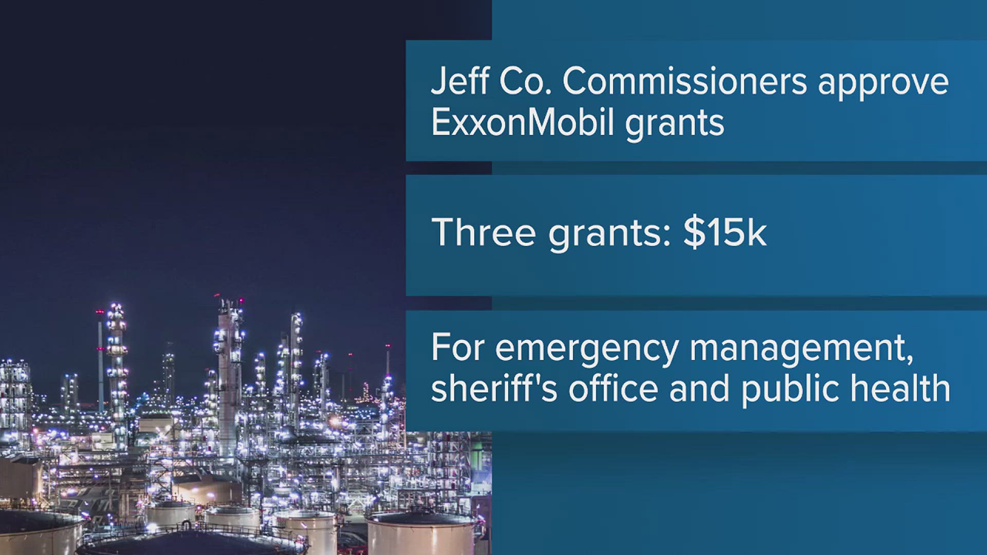 Jefferson County gets $15K in ExxonMobil grants | 12newsnow.com