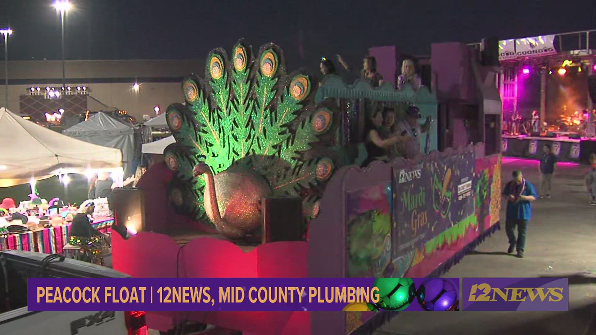 12News' peacock float rolls in the Valero Krewe of Krewes Parade at ...