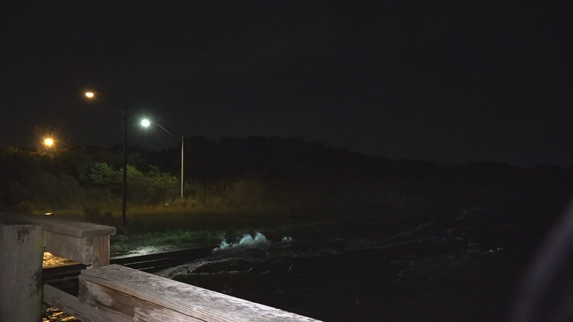 Storm surge affecting Sabine Lake on Pleasure Island as Hurricane Beryl ...
