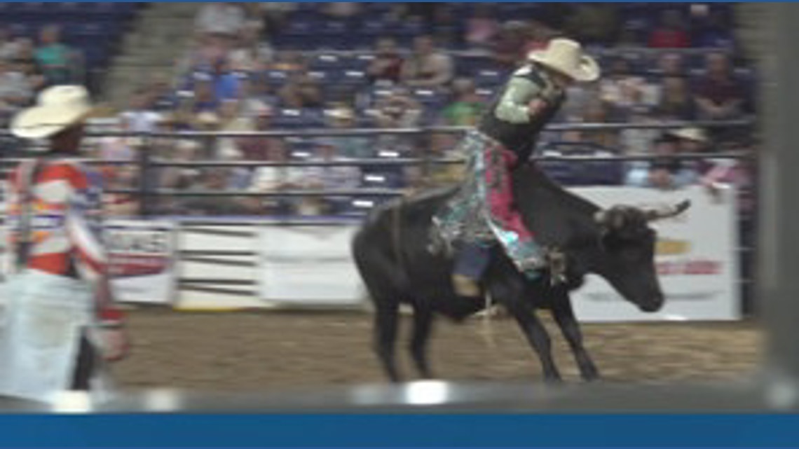 Lady bull riders take the arena at South Texas State Fair rodeo ...