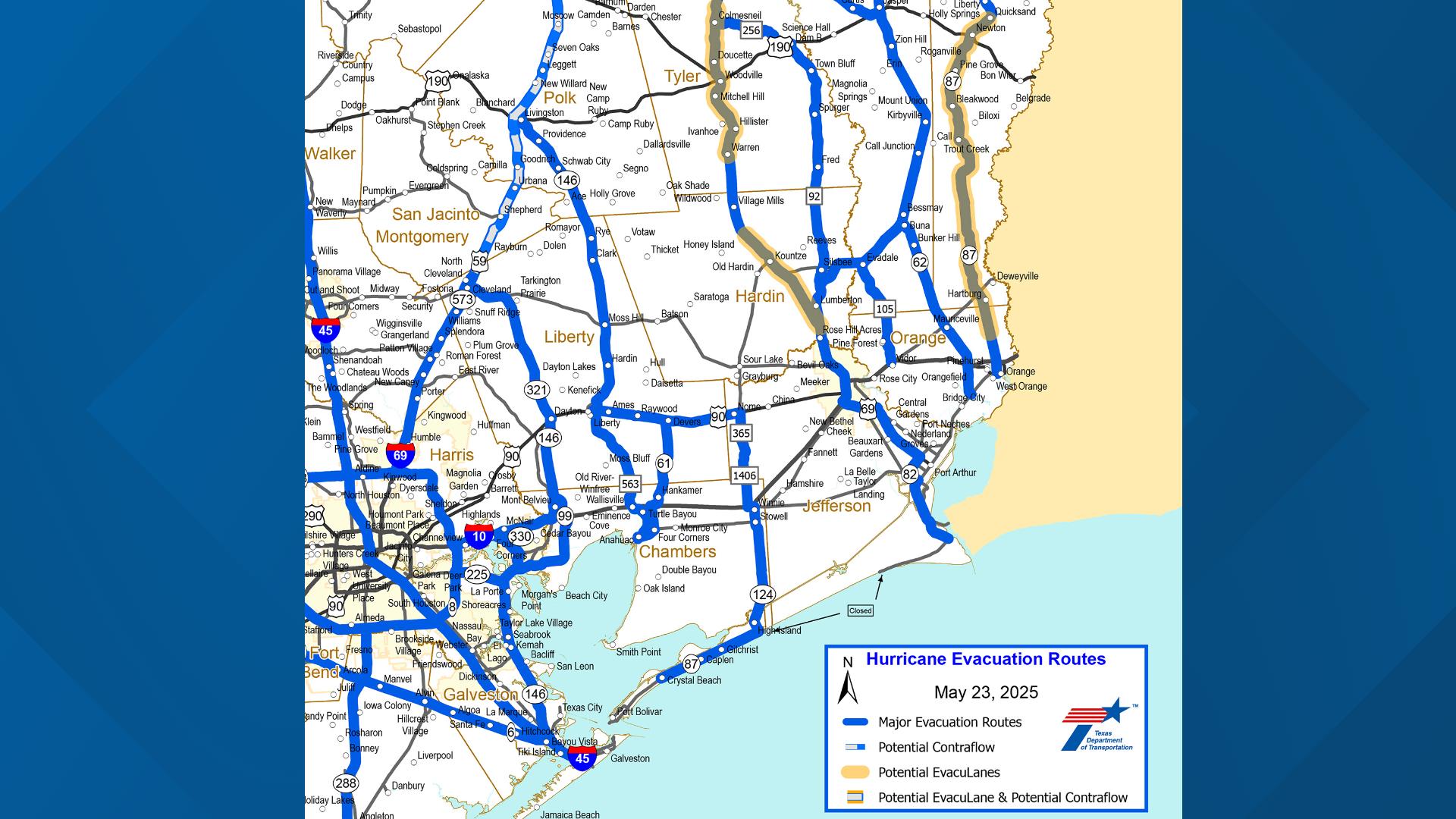 TxDOT maps new hurricane evacuation routes for Southeast Texas ...