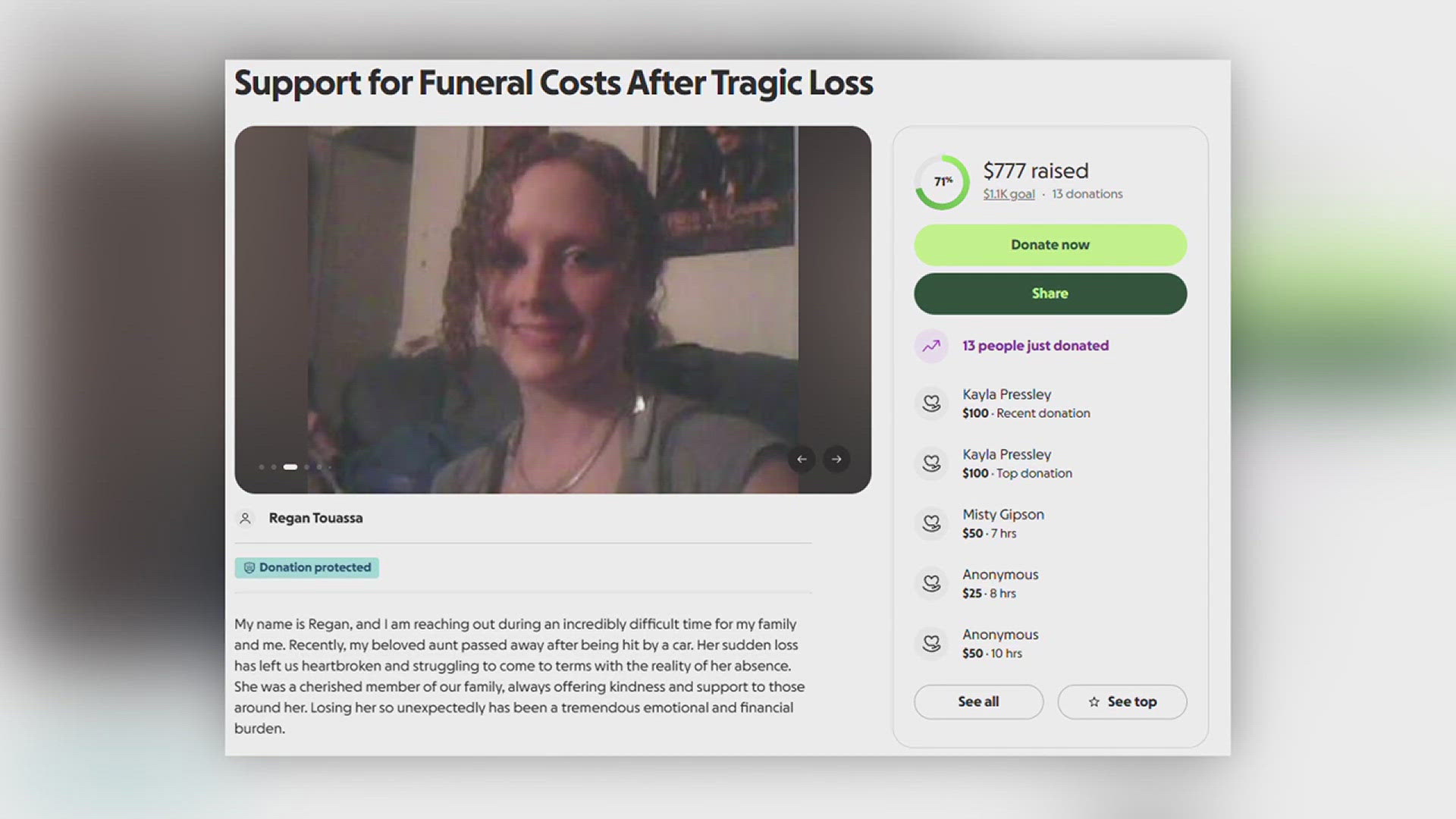 Family launches GoFundMe to cover funeral costs after woman hit and ...