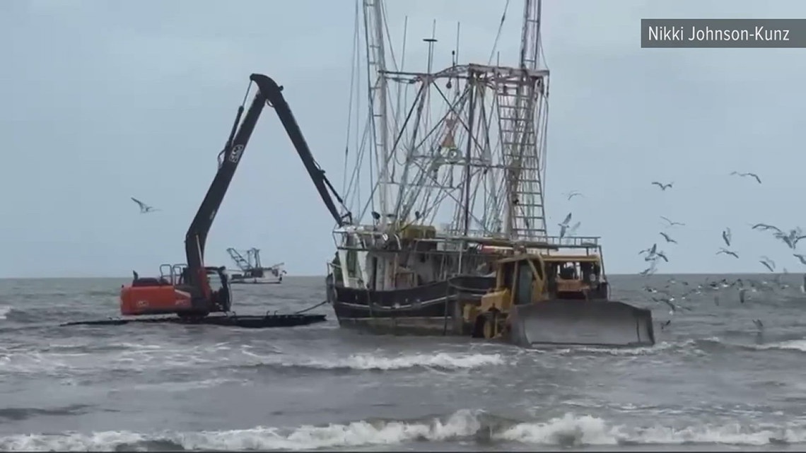 Shrimp boat freed after nearly two weeks stuck on Bolivar Peninsula ...