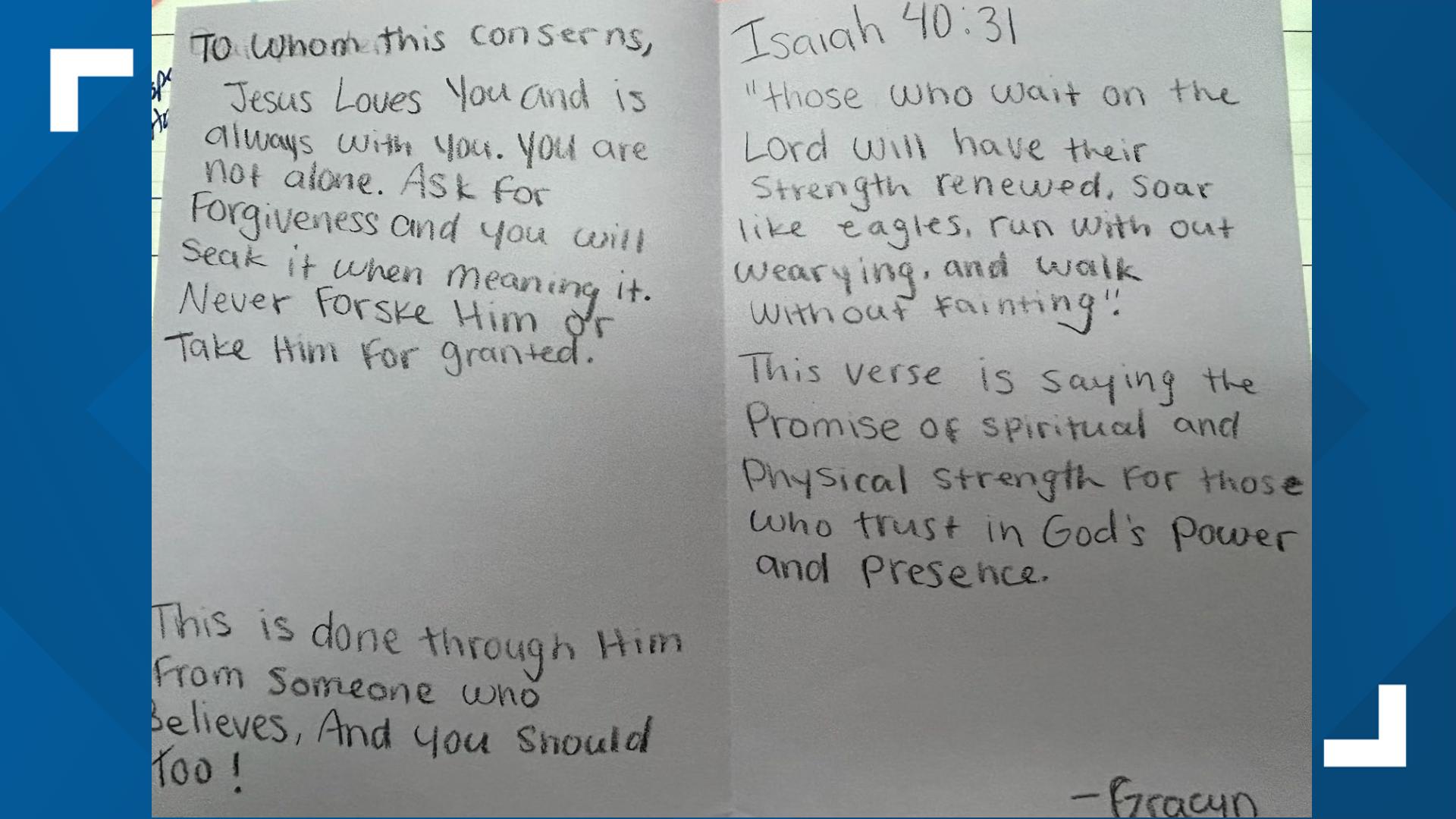 Sheriff's office delivers letters written by church youth to Jasper ...