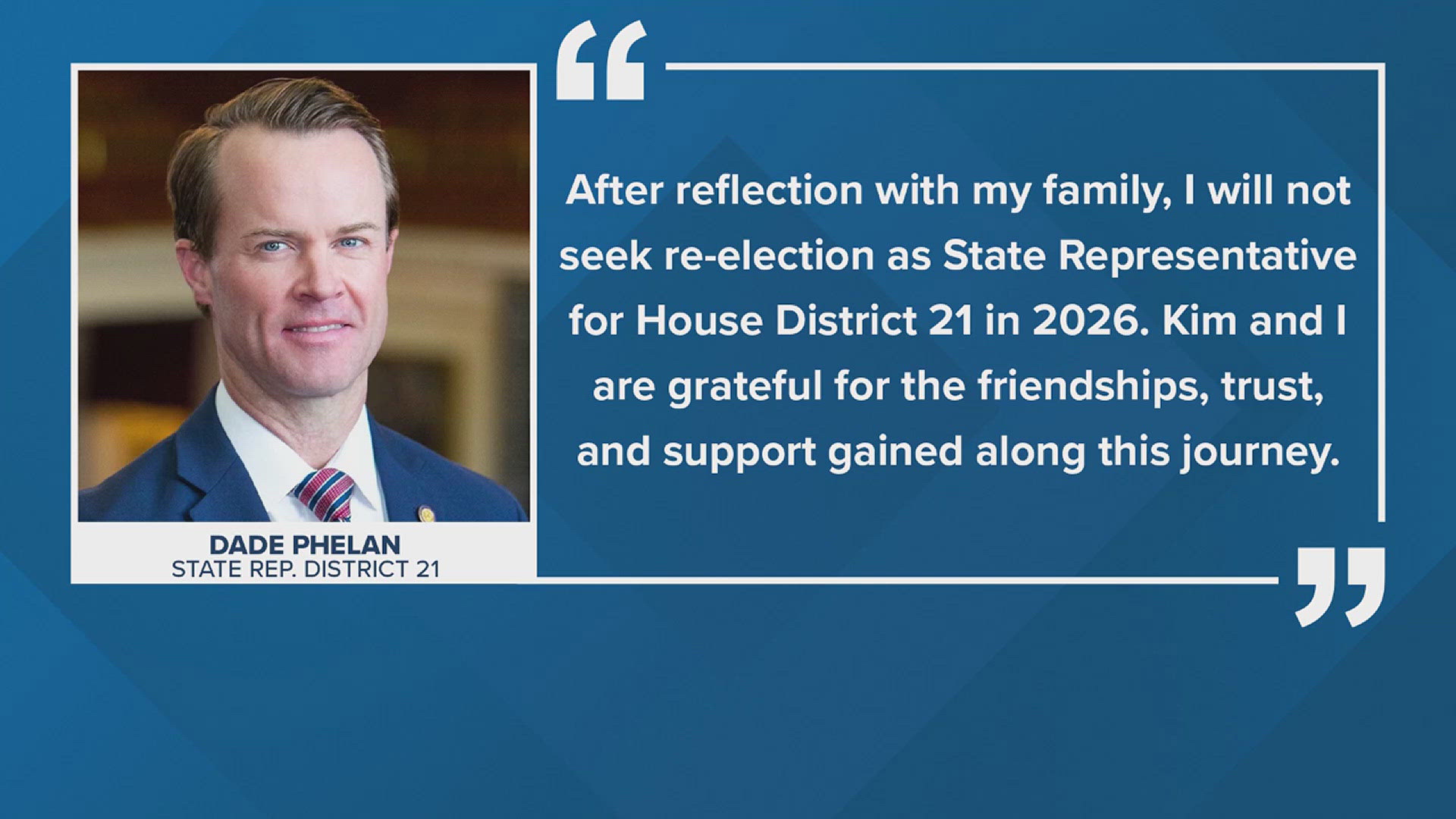 Former Texas House Speaker Dade Phelan will not run again in 2026 ...