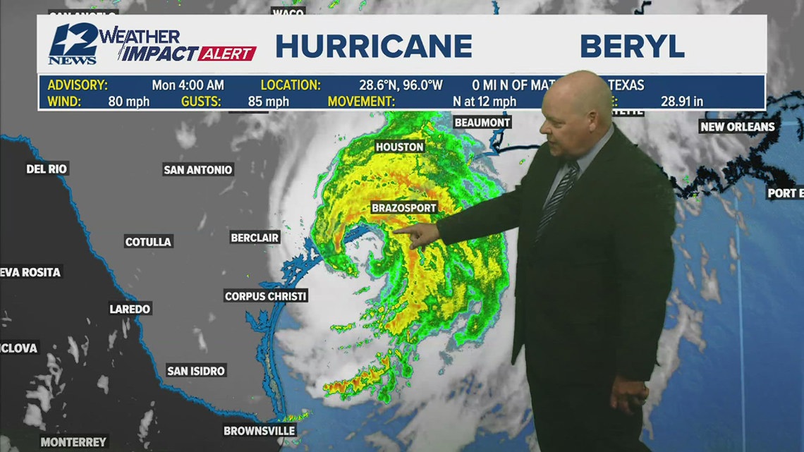 Hurricane Beryl makes landfall as cat 1 storm along the middle Texas ...