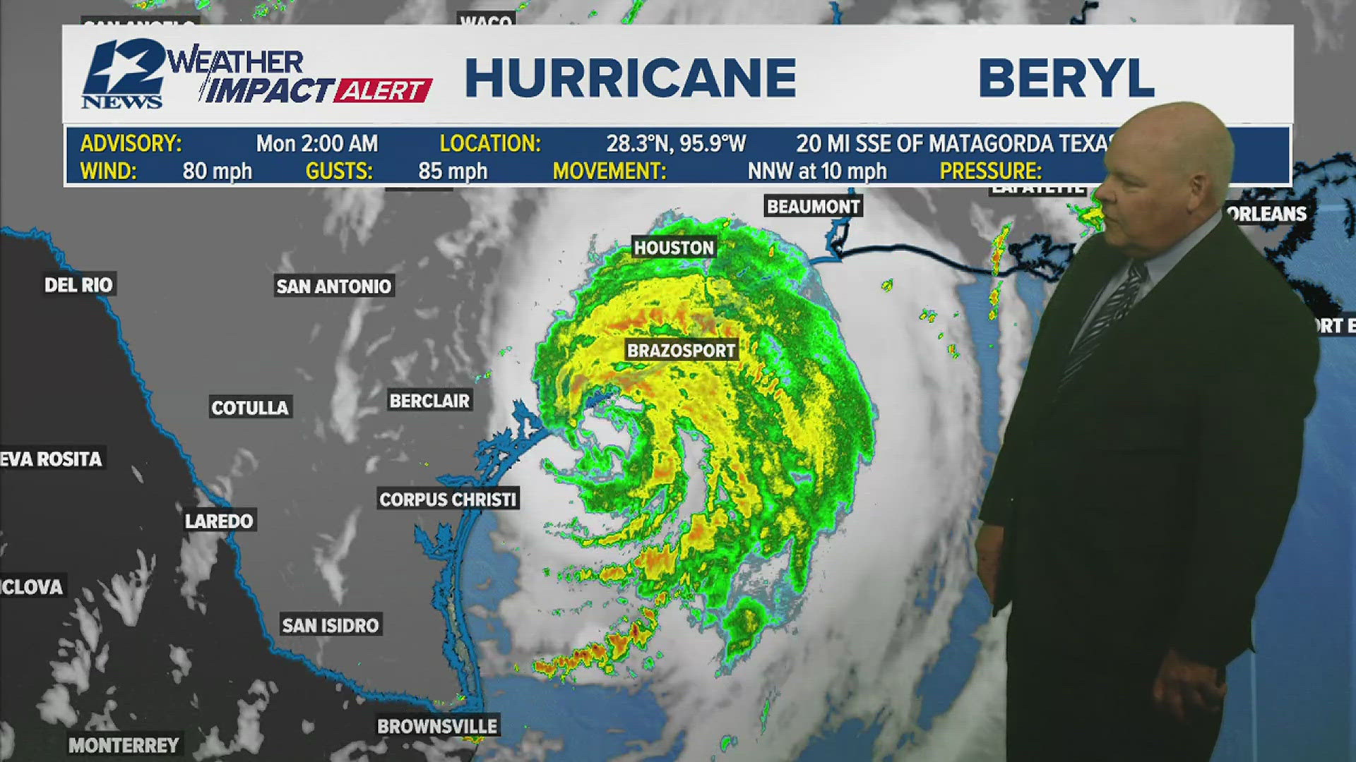 Hurricane Beryl moving toward landfall as category 1 storm | 12newsnow.com