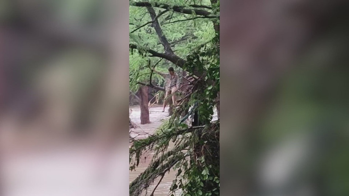 Woman climbs tree to escape flood waters | 12newsnow.com