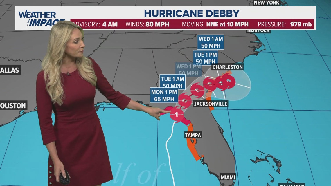 Hurricane Debby path and forecast models as it heads to Florida ...