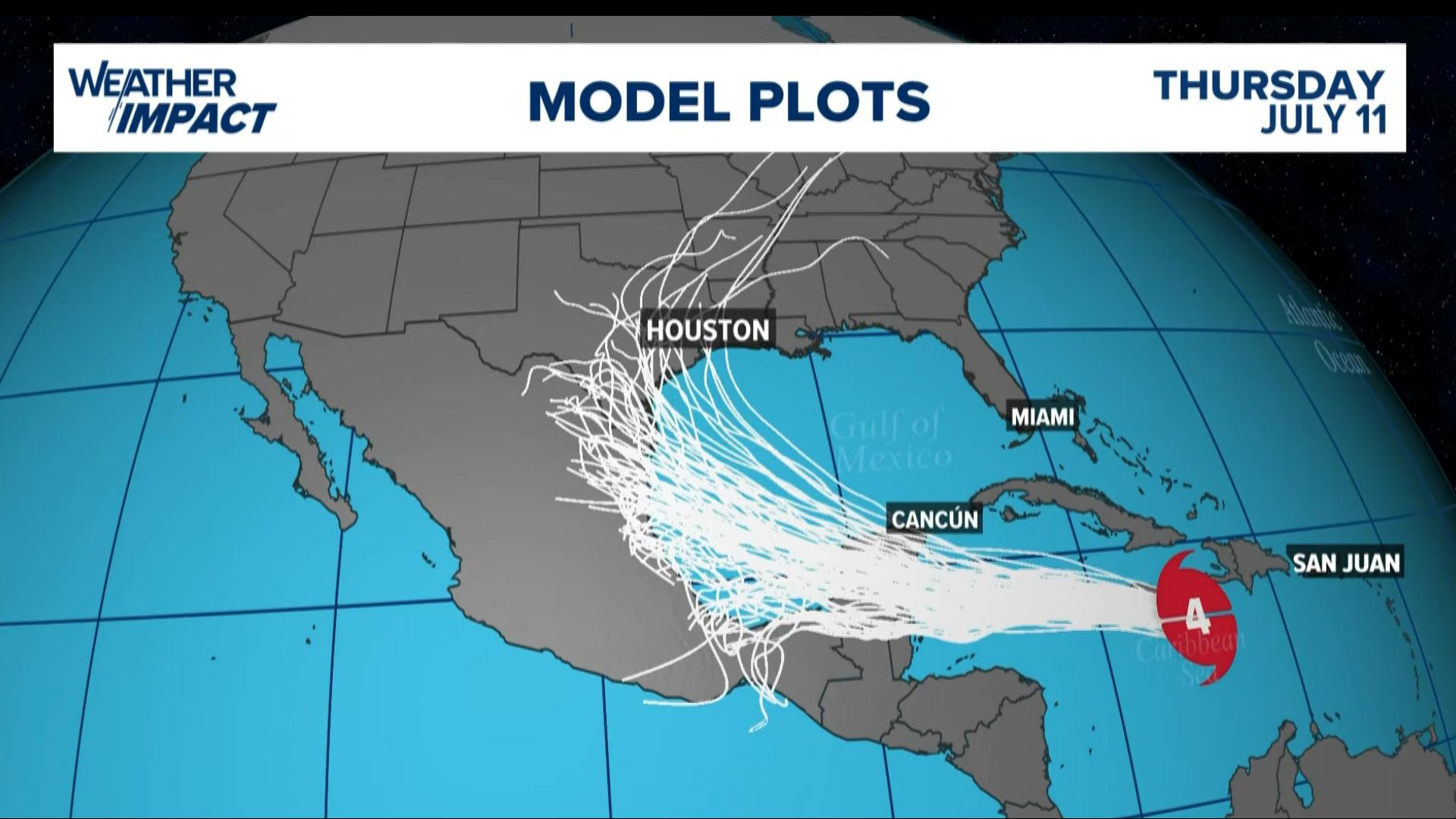 Hurricane Beryl tracker and spaghetti models, projected path ...