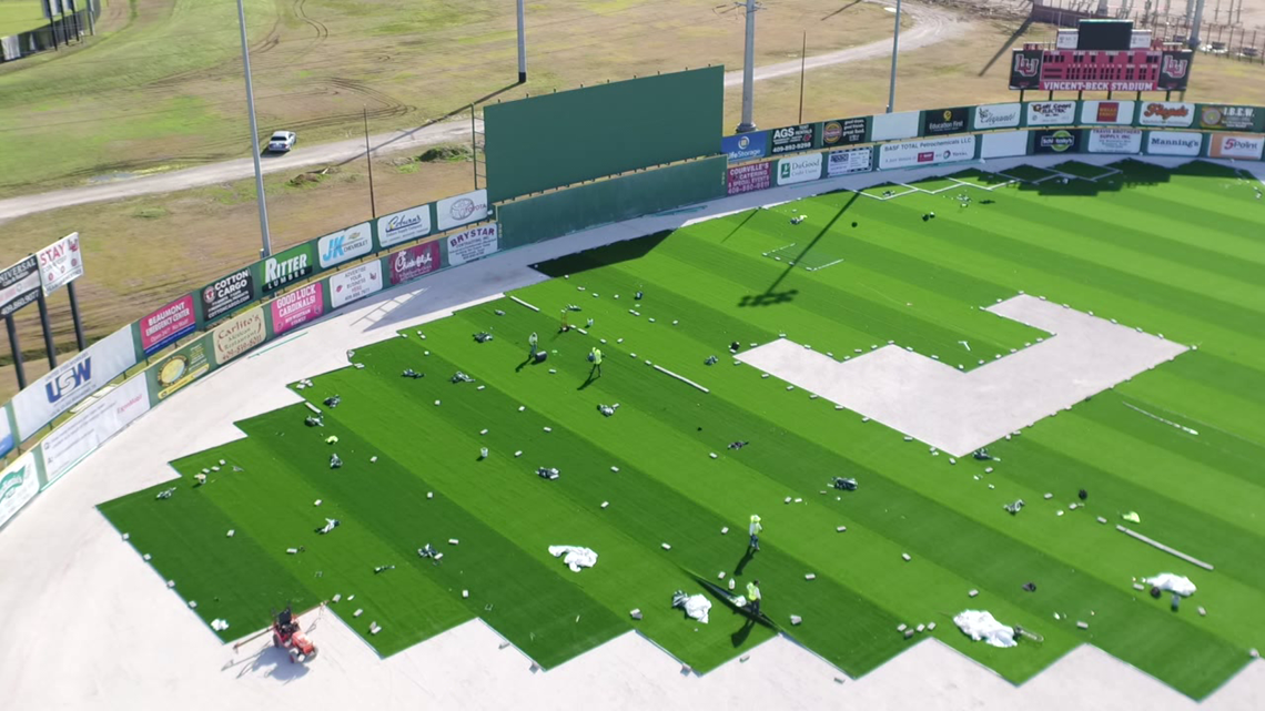 Crews install 'state of the art' artificial turf at Lamar's Vincent ...