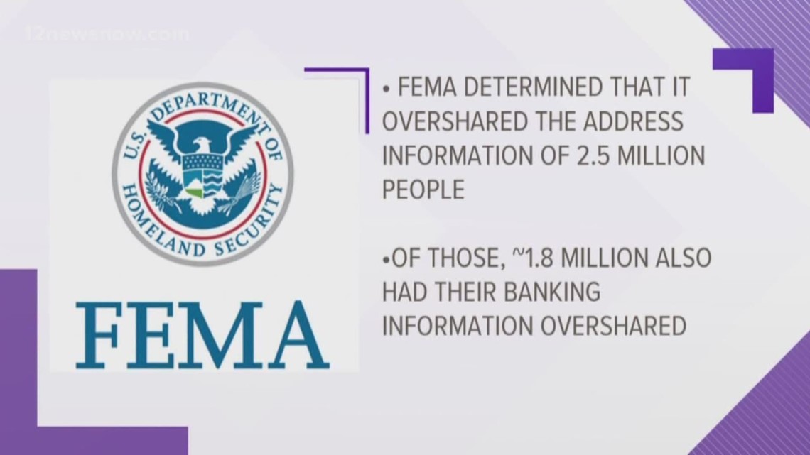 FEMA alerts disaster survivors of potential privacy breach | 12newsnow.com