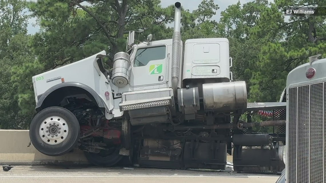 Wreck Involving Car Overturned 18 Wheeler Snarls Interstate 10 In