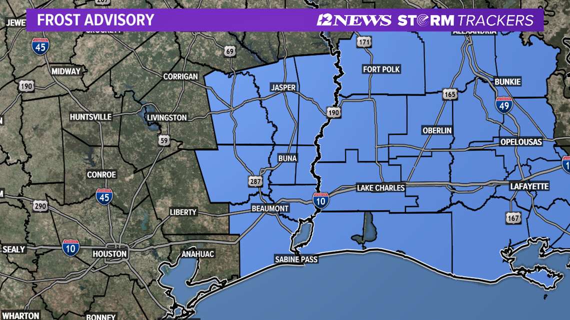 Update: Frost Advisory for all of SE Texas tonight, Freeze Warnings for ...