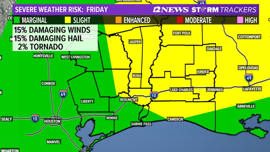 Slight risk of severe thunderstorms across parts of SE Texas ...