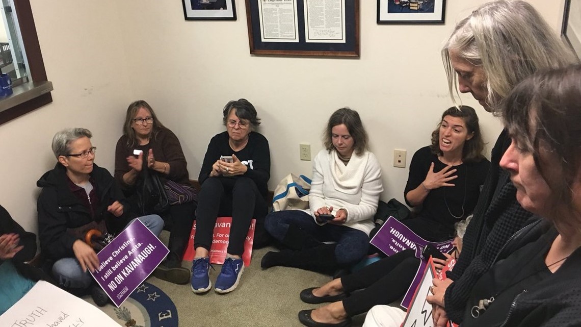Anti-Kavanaugh protesters 'sit-in' at Susan Collins' Portland office ...