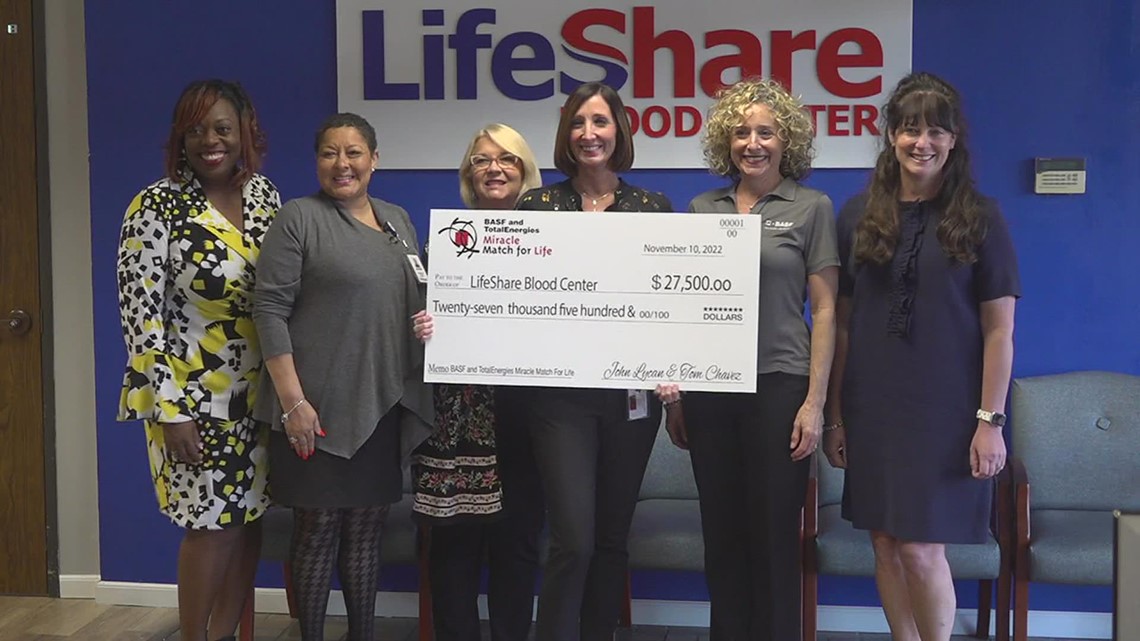Gift of Life, LifeShare Blood Center awarded check from Miracle Match ...