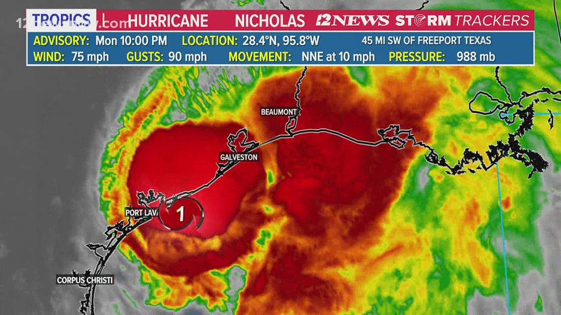 Hurricane Nicholas now Category 1, aiming for Texas landfall near ...