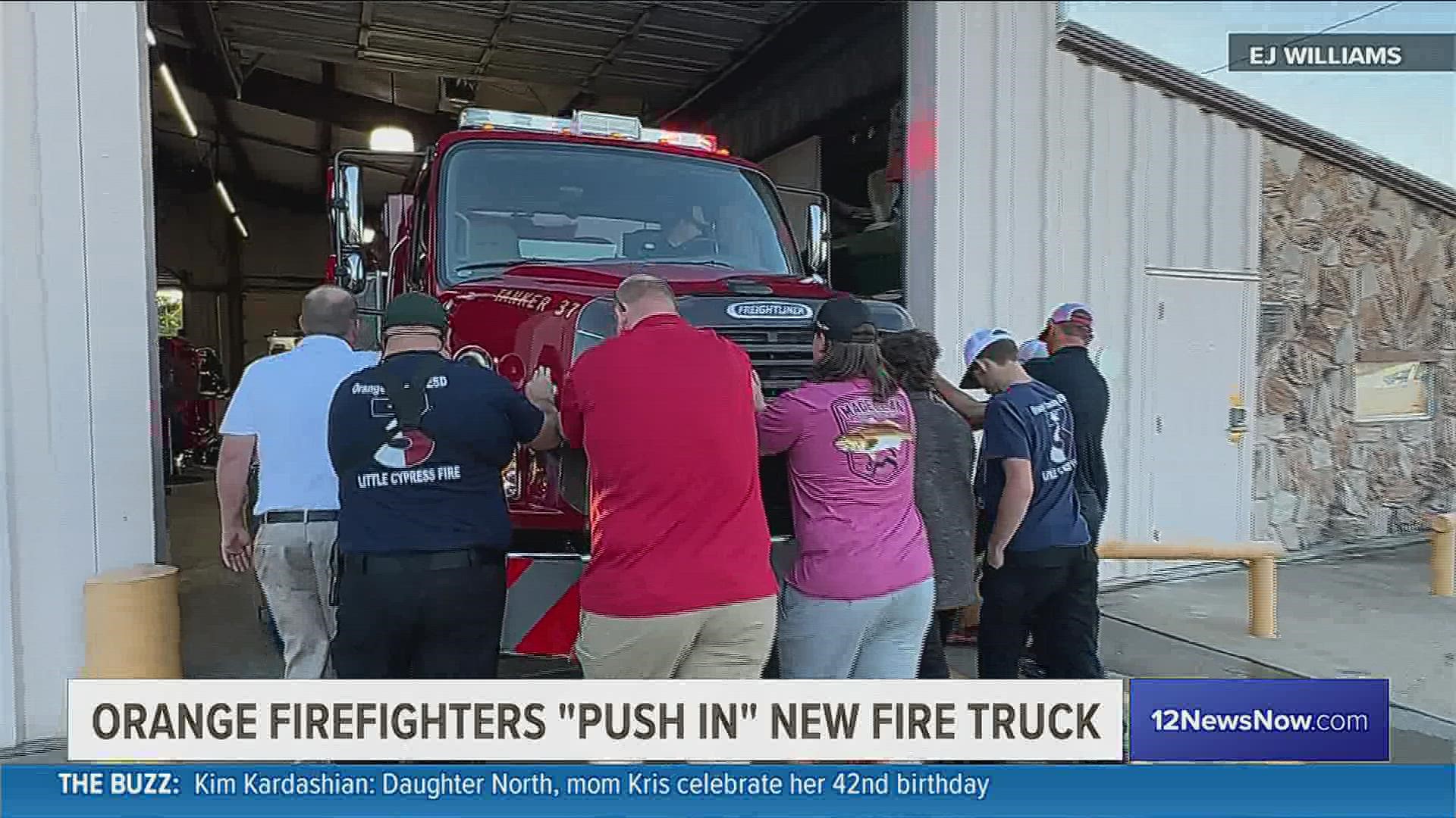 Orange firefighters push in new truck as part of long-standing ...