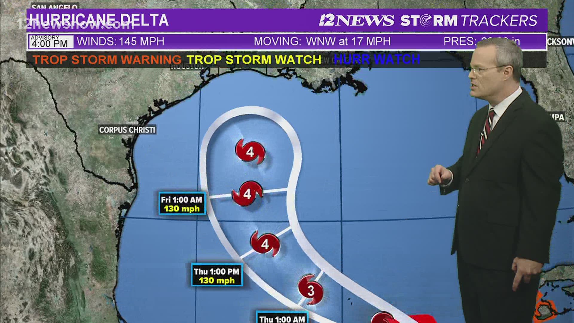 Hurricane Delta 'rapidly intensifying' with 145 mph winds | 12newsnow.com