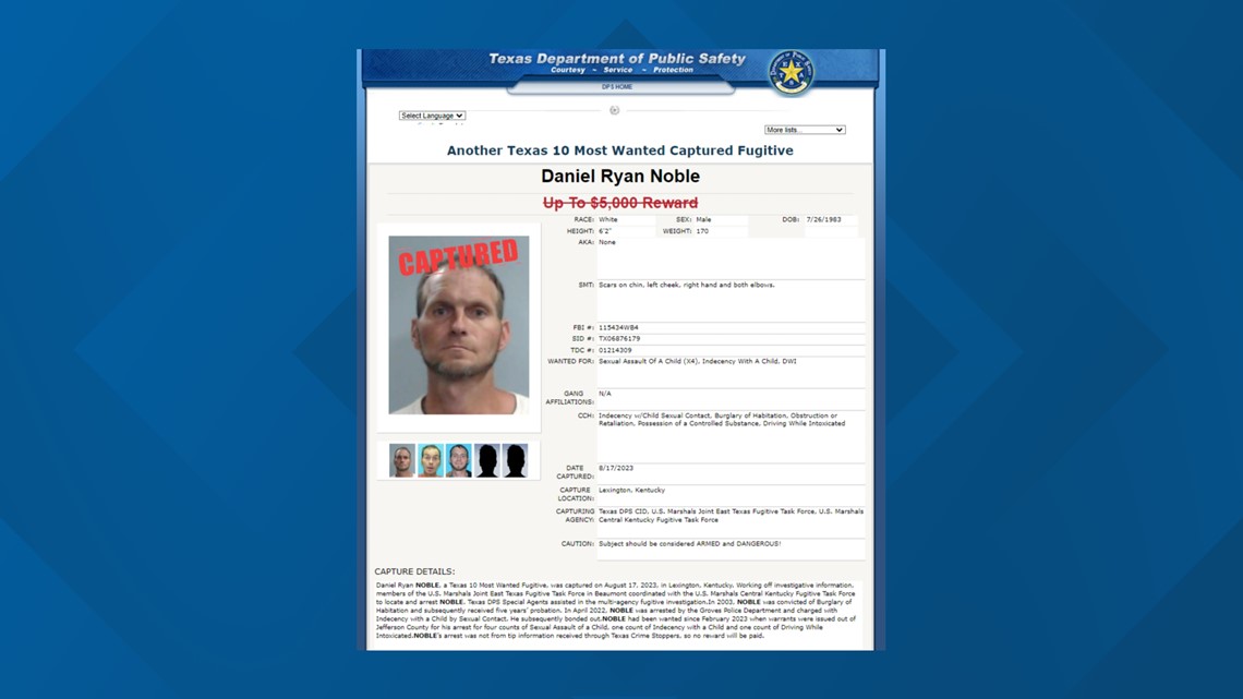 Groves fugitive on Texas Most Wanted list captured | 12newsnow.com