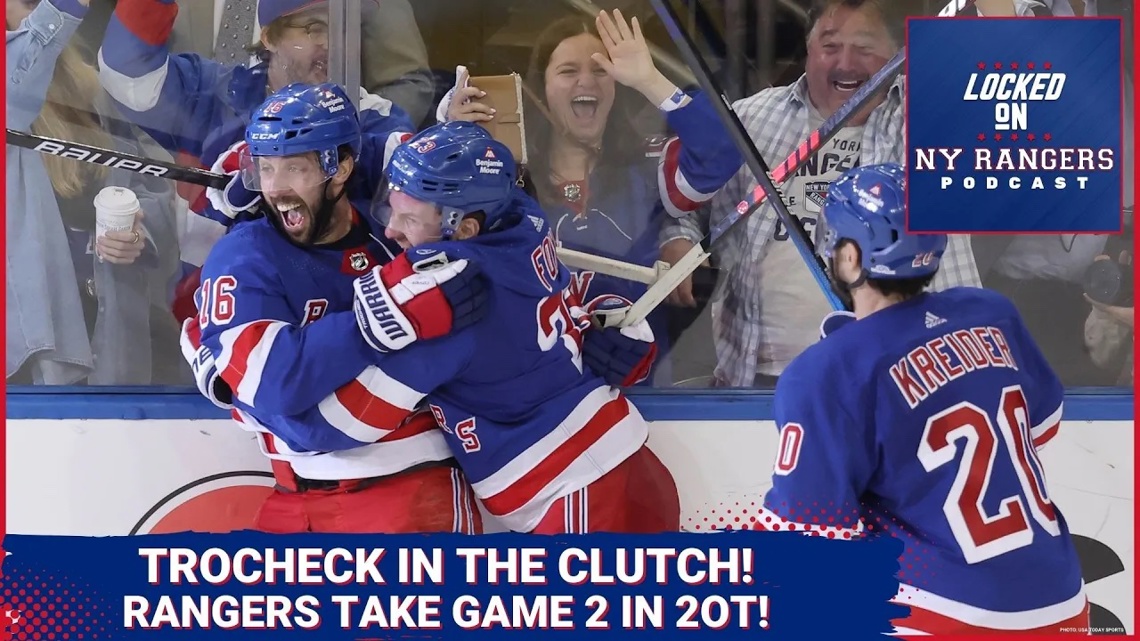 Rangers rally for EPIC Game 2 double overtime win over Canes!! Trocheck ...